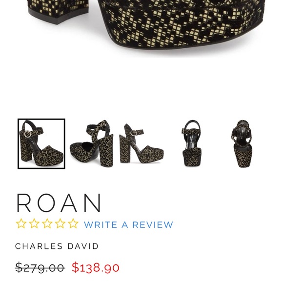 Charles David | Shoes | Black And Gold Roan Platform Sandal Charles ...